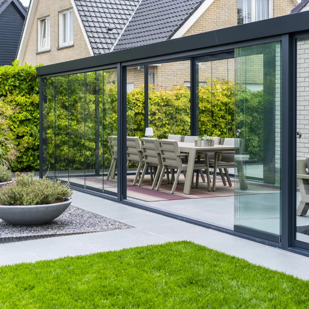 Bespoke Aluminum Veranda with Two Sliding Doors - 5m x 6m ...