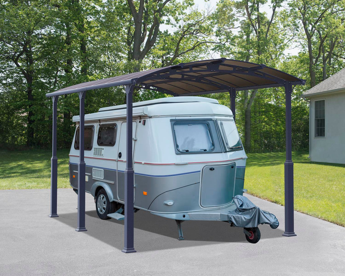 Alpine 12' x 17' Extra High Carport - Grey Aluminium & Twin-wall Polyc ...