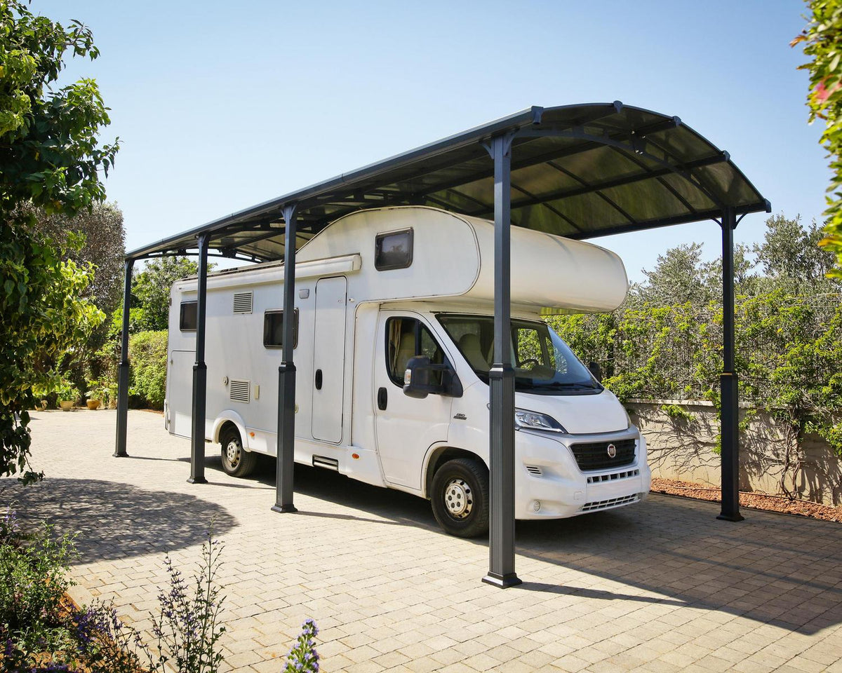 Alpine 12' x 28' Extra High Carport - Grey Aluminium & Twin-wall Polyc ...