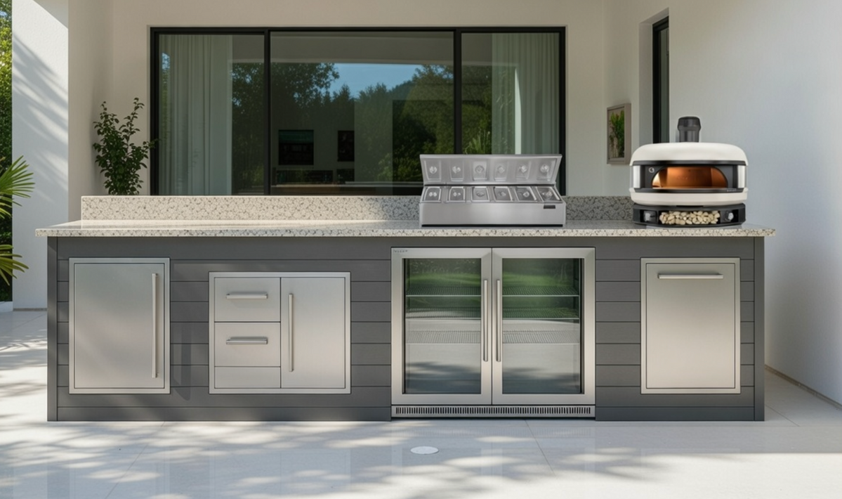 The Alpha Forge Outdoor Kitchen Gozney Station | 350cm Light grey ...