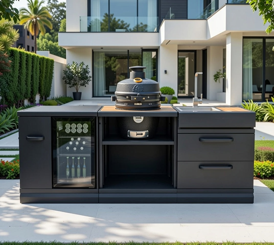 GRLLR Outdoor Kitchen Kamado Fridge and Sink | Full length 2.4M ...