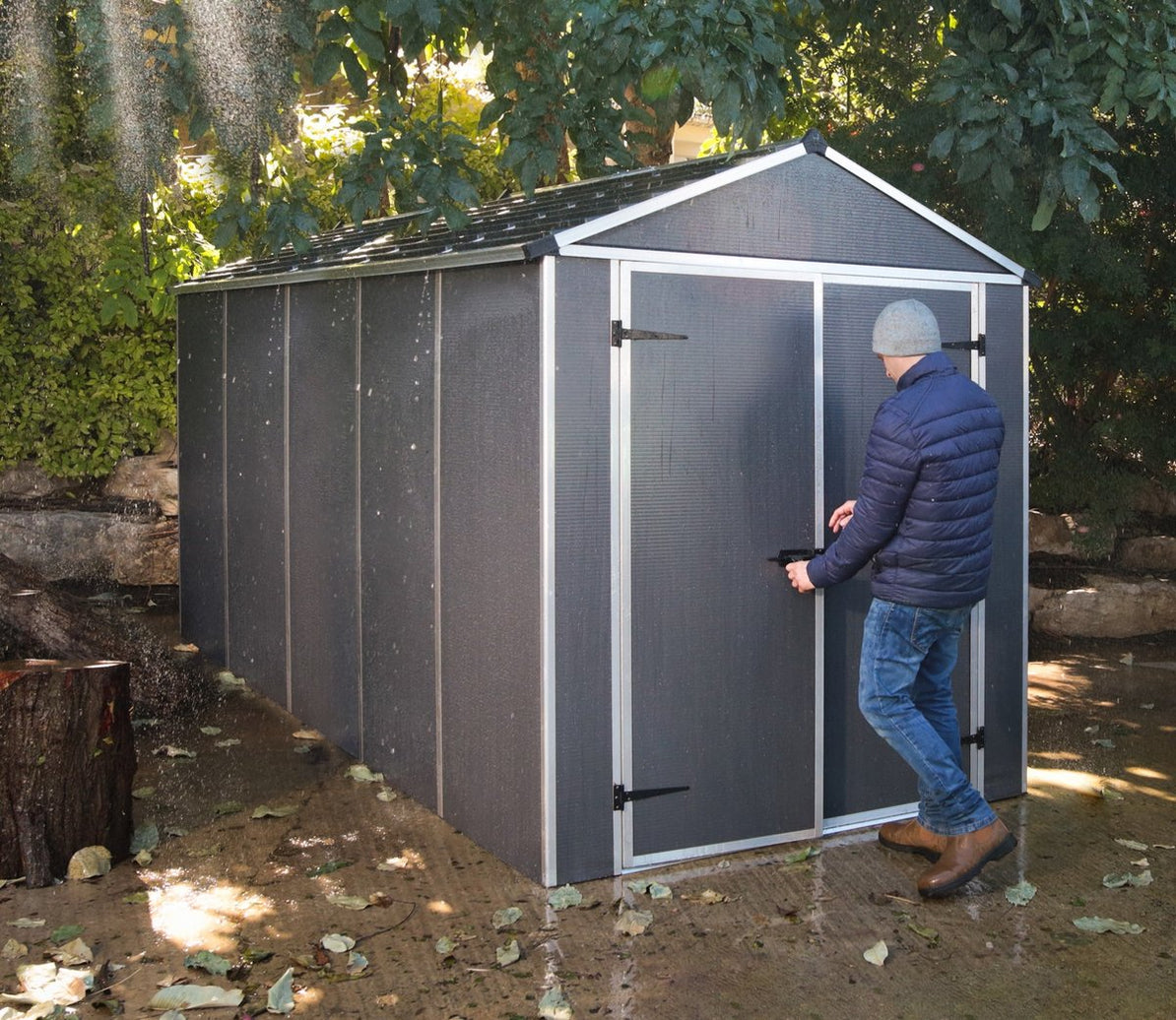 Rubicon 6 ft. x 12 ft. Shed With Floor - Dark Grey Panels ...