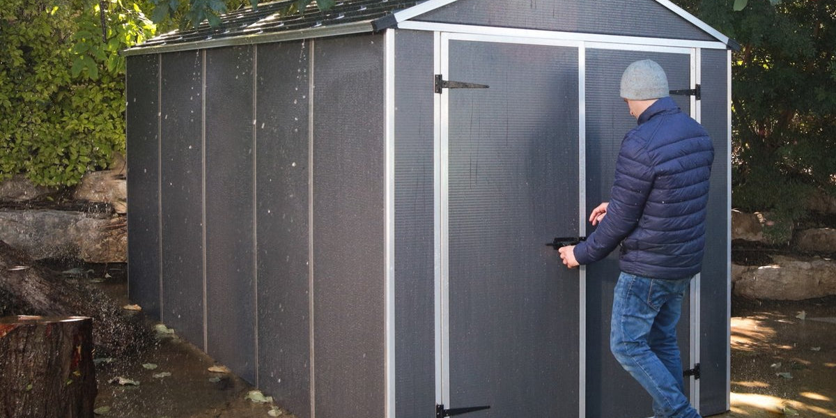Rubicon 6 ft. x 12 ft. Shed With Floor - Dark Grey Panels ...